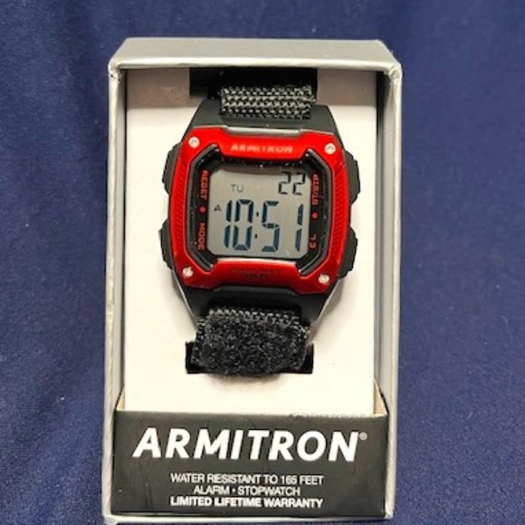 Armitron | Accessories | Armitron Black Sport Watch Wred Square Dial ...